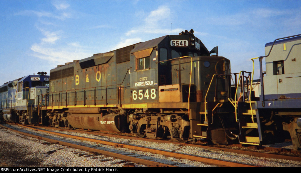 CSXT 6548 X-B&O 3772 GP40 sitting in the PAL Oak Street Yard in Louisville awaiting a trip to ...